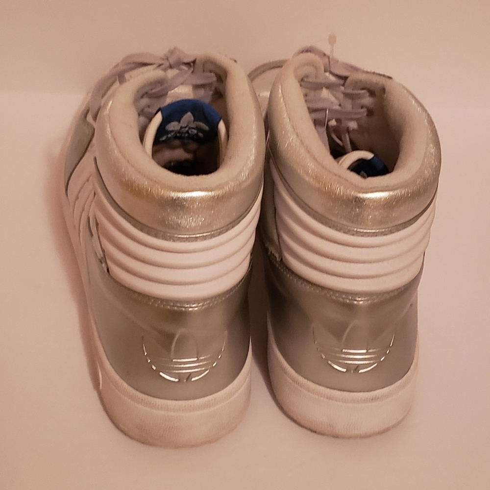 Adidas Metallic Silver Basketball Shoes Size 13 - Gem